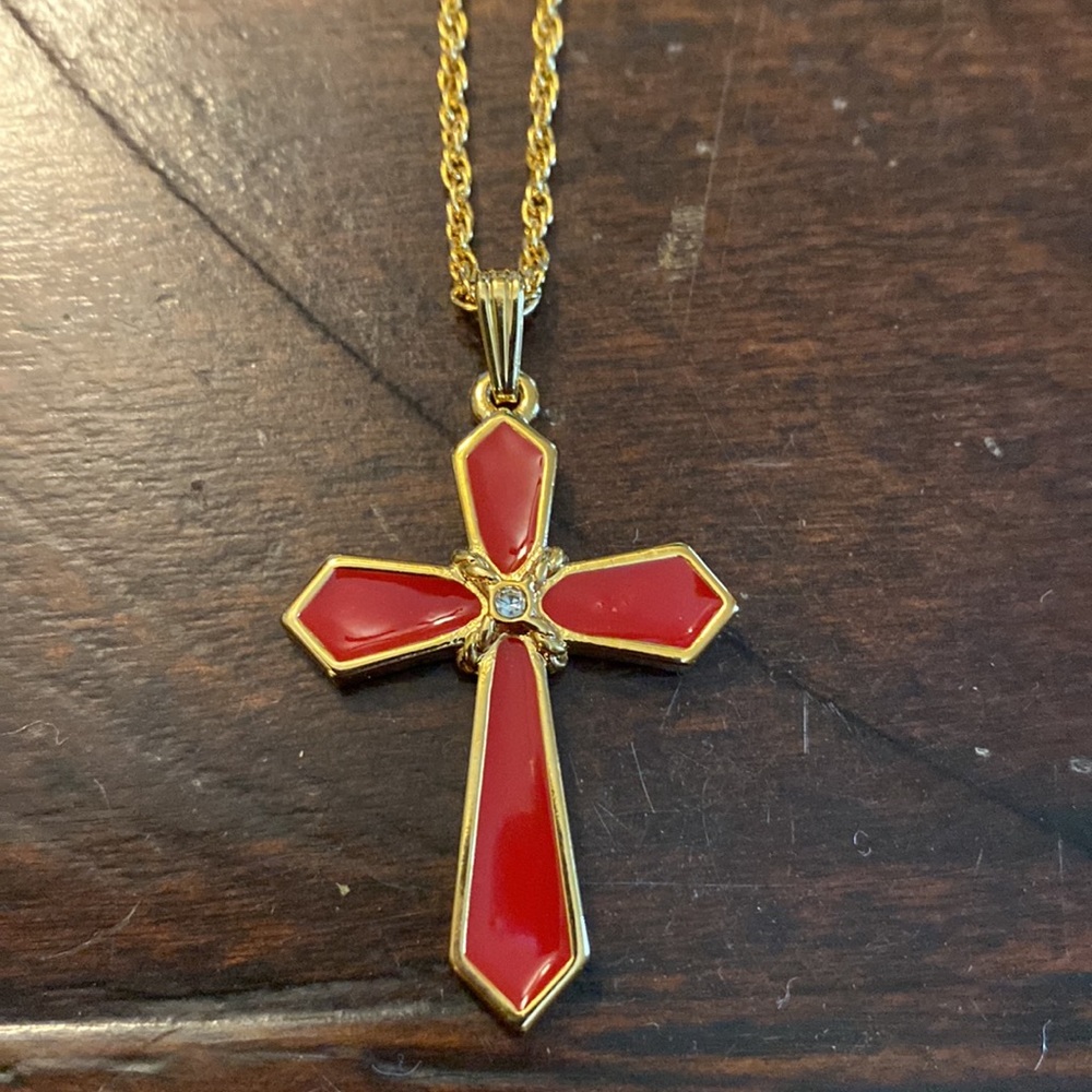 Avon Red Enamel Cross - Gem